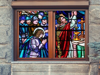 3D Crowd Praying A309 Window Film Print Sticker Cling Stained Glass UV ...