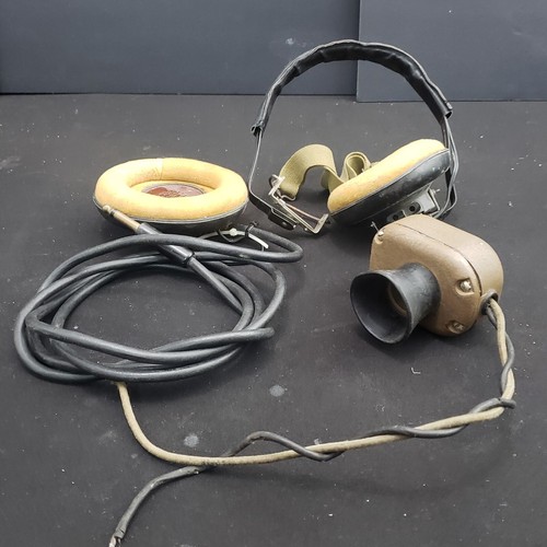 Original WW2 British Army Tankers Headphones w/Cord, Microphone & Plug ...