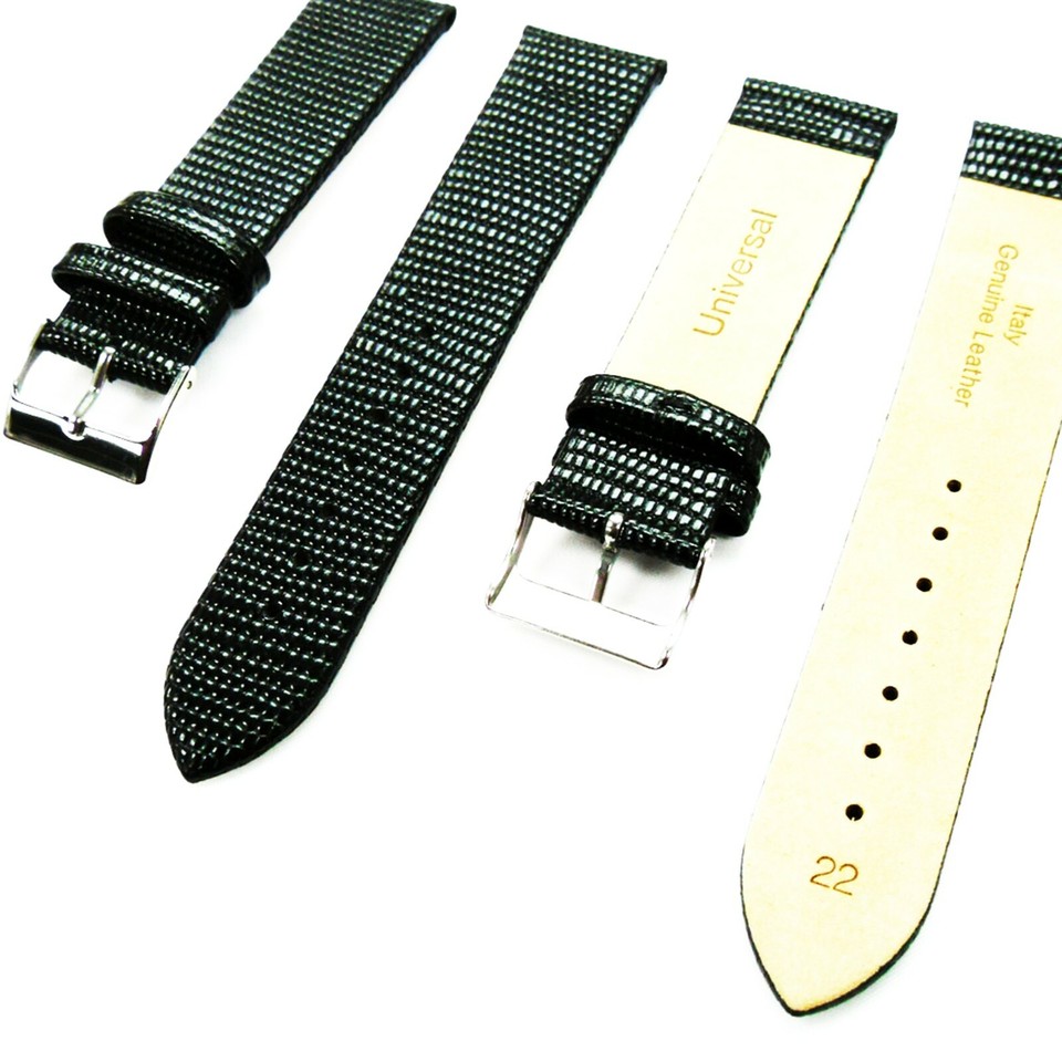 Watch Bands Flat Genuine Leather Lizard Grain 12MM to 24MM 8 Colors ...