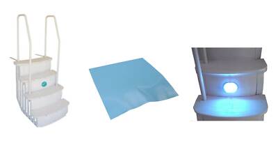 Main Access iStep Above Ground Pool Entry Steps Ladder w/ Mat Pad + LED ...