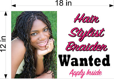 12" x 18" PVC SIGN LICENSED HAIR STYLIST BRAIDS BRAIDER BEAUTY SALON ...