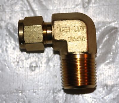 3/8" Tube x 1/2" MNPT Brass 90° Elbow Fitting Ham-Let Let-Lok 769L NEW ...