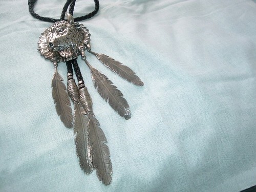 Stan Bentall Navajo Sterling Silver Buffalo Head Black Leather Bolo Tie ...