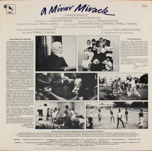 A Minor Miracle, Soundreack, Vinyl LP: Rick Patterson, Varese Sarabande ...