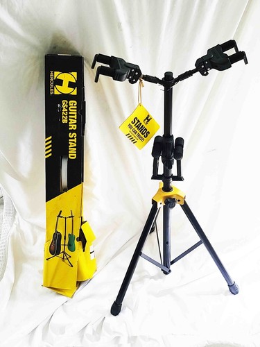 Hercules GS422B Dual Guitar Stand with Auto Grip System / Foldable New ...