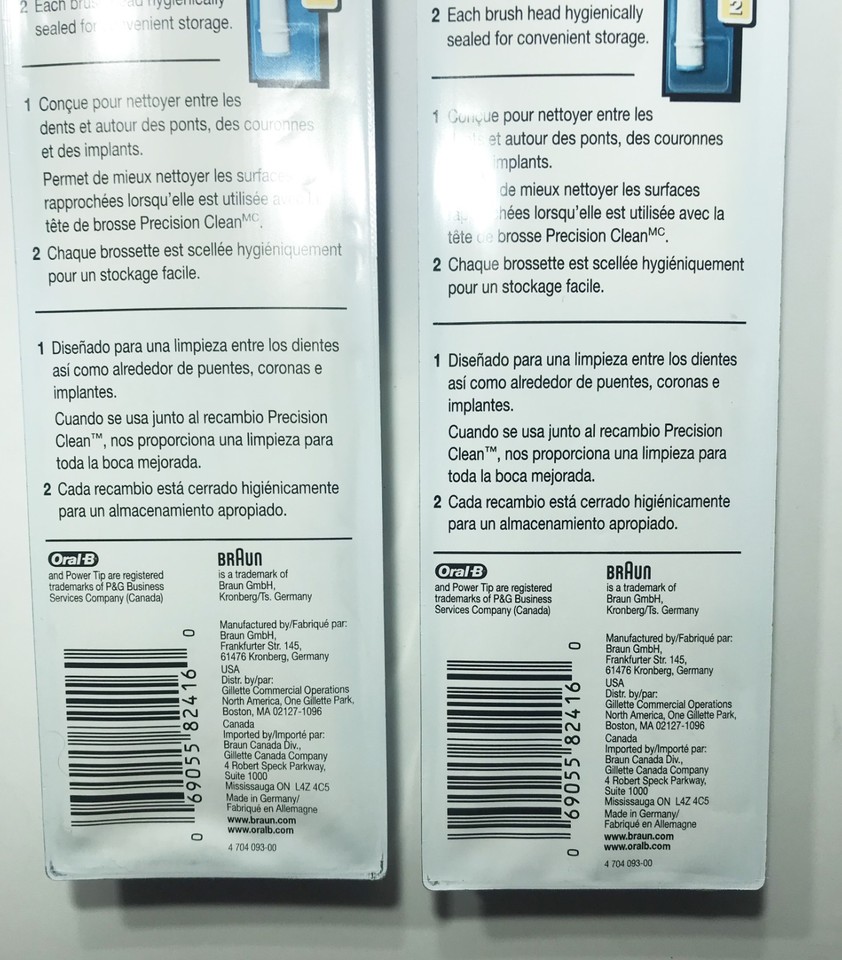 2 ct ORAL-B POWER TIP ELECTRIC TOOTHBRUSH REPLACEMENT HEAD INTERSPACE ...