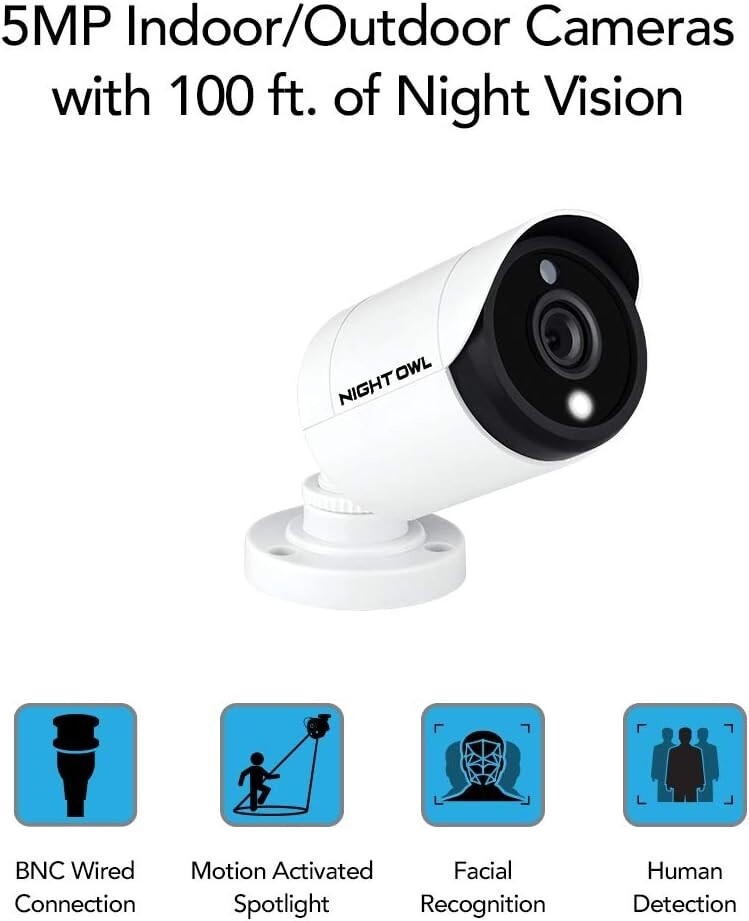 Night Owl C50XL Add-On 5MP Spotlight BNC Wired Security Camera 2-Pack ...