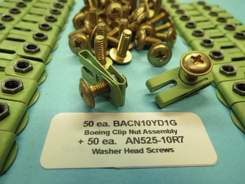#10-32 Clip Nuts 50 ea. Boeing Aircraft # BACN10YD2G + 50 ea. AN525 ...