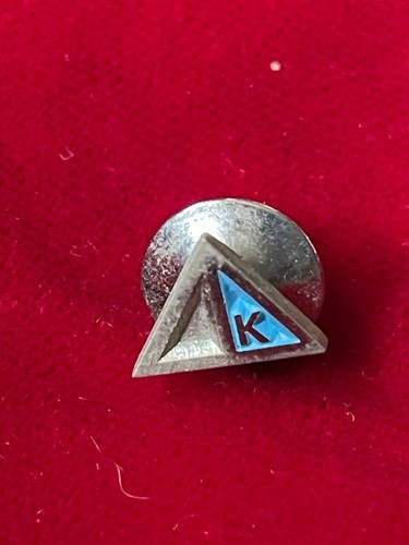 Silver Tone Divided Triangle Half Blue Enamel Initial K Tie Lapel Pin ...