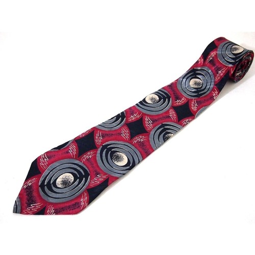 Allyn Saint George Mens Necktie Tie 100% Silk USA 60" Red Grey Abstract ...
