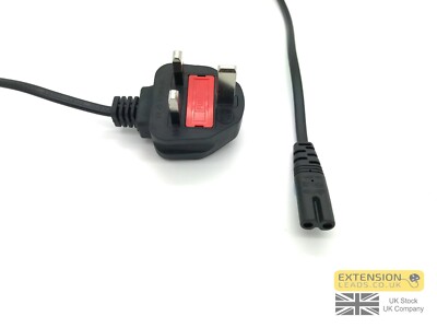 Long UK Mains Power Lead Cable LG LED TV Fig 8 2 Pin 0.5 1m 2m 3m 4m 5m ...