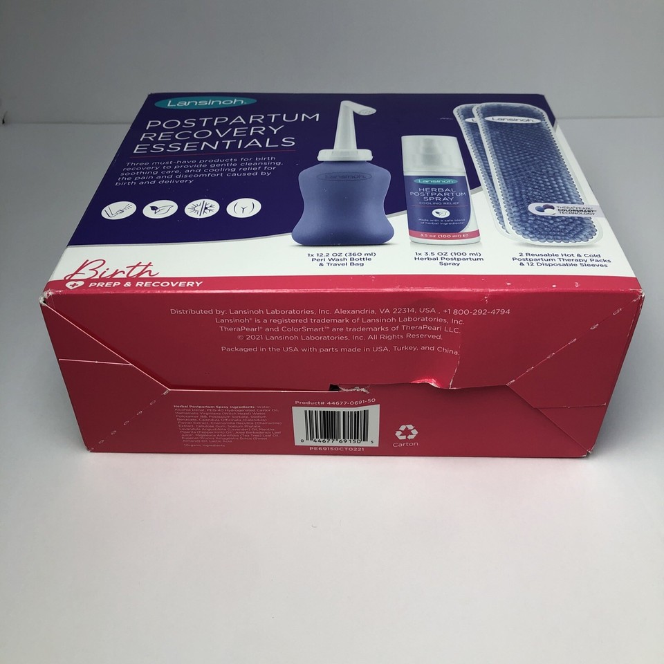 Lansinoh Postpartum Recovery Essentials Care Kit Peri Bottle Spray Hot ...