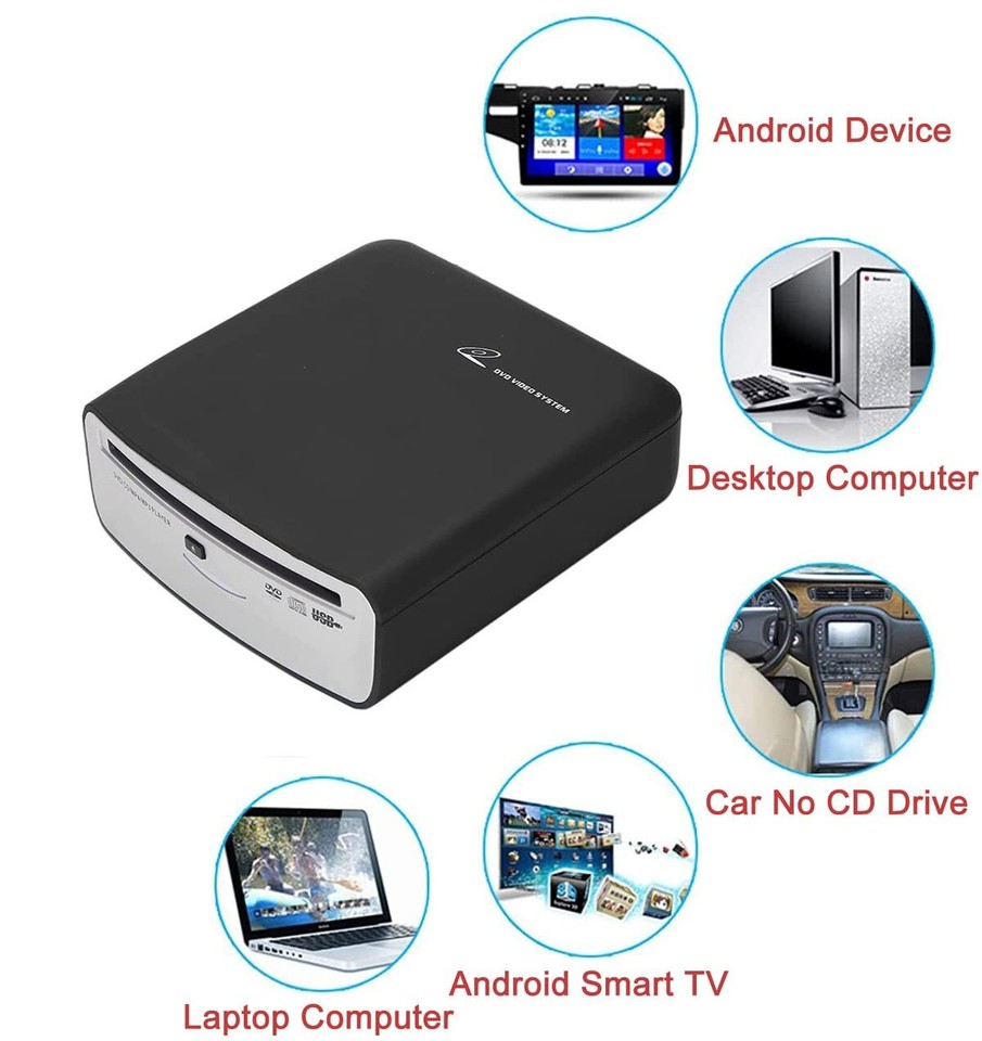 Portable Car CD Player | External USB Vehicle CD Player for Car Android ...