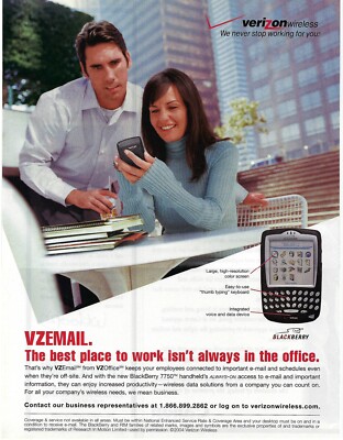 2004 Verizon Wireless BlackBerry Cell Phone VZEmail Office Retro Print ...
