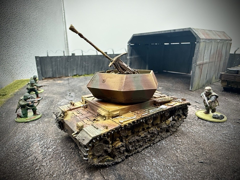 German Panzer 3 Flakpanzer Ostwind WW2 Bolt Action 28mm FULLY PAINTED ...
