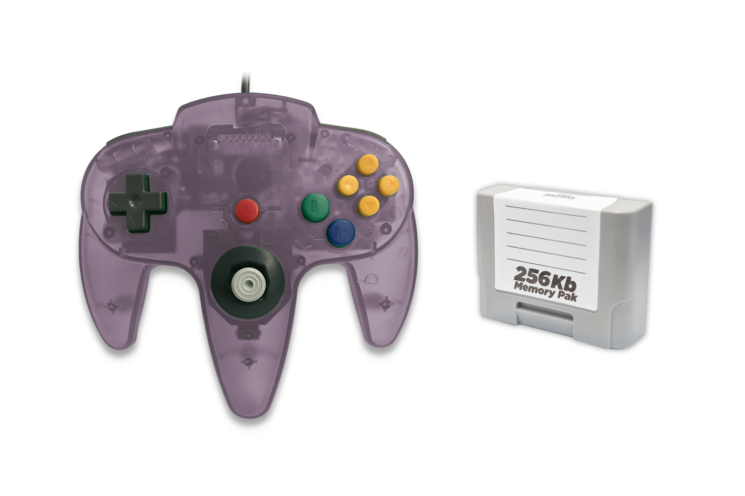 Atomic Purple Controller + 256kb Memory Card Pak Bundle for Nintendo 64 ...