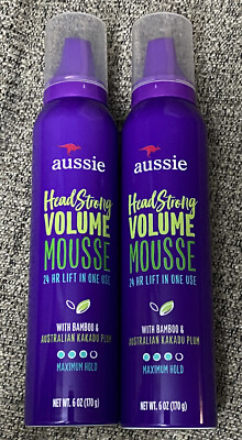 Aussie Head Strong Volume Mousse Max Hold 6 oz 24 Hour Lift Lot Of 2 | eBay