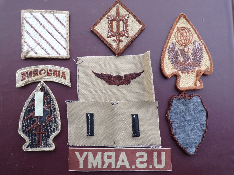 Army Patch Desert Airborne Infantry Aviation Officer Rank Lot Tab tag ...