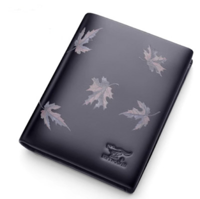 Septwolves men women cow leather wallet purse card bag bifold black ...