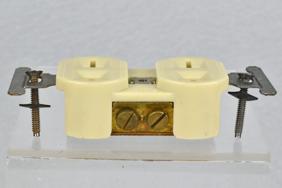 VTG NOS Slater T-Slot Bakelite Duplex Electric Outlet Receptacle 15A ...