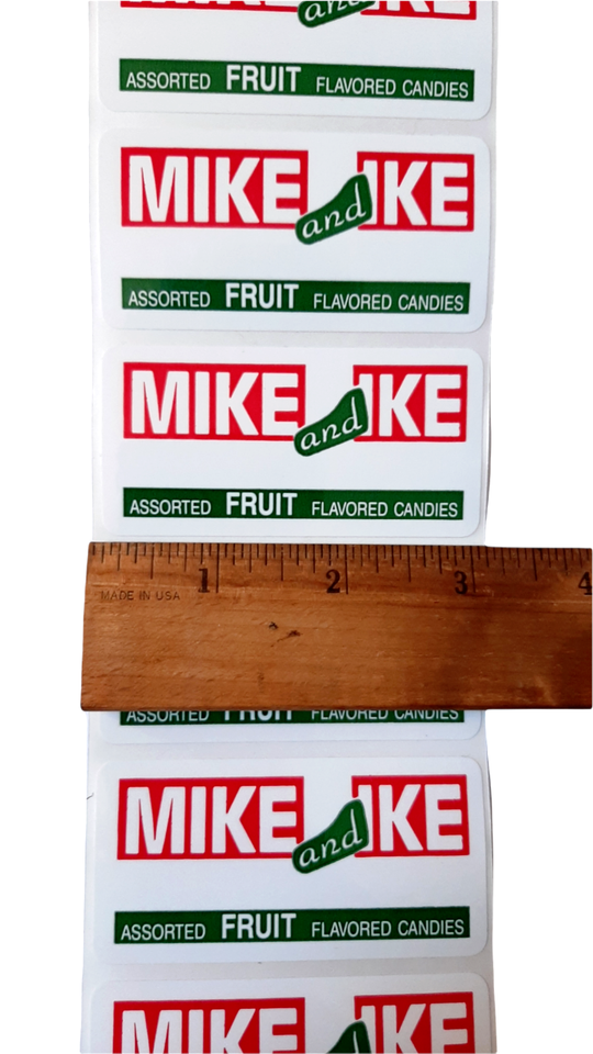 Mike & Ike Bulk Vending Sticker Label Lot of 8. They are 3" x 1 1/2 ...