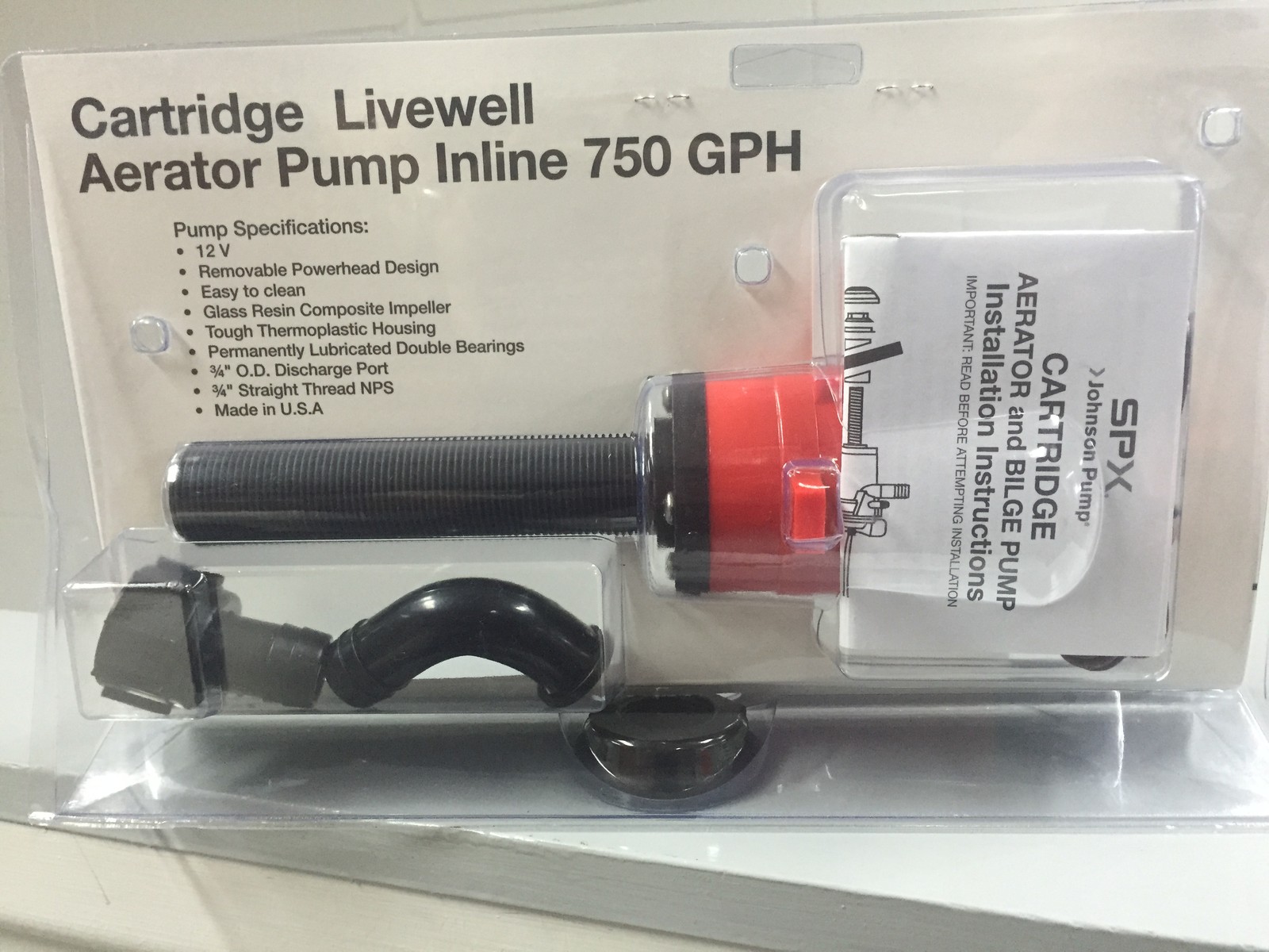 SPX Johnson 750 GPH Livewell Aerator Pump Inline 12 V 32-2870 Bait Tank ...