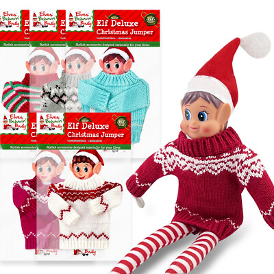 ︎ Elf Outfit ︎ Elves Behavin Badly Deluxe Knit Jumper Doll Christmas ...