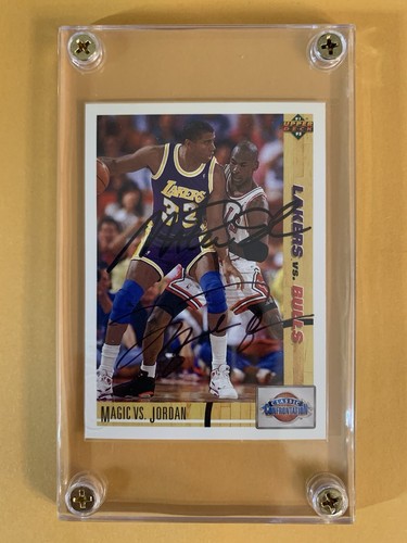 1991 Upper Deck Michael Jordan & Magic Johnson Hand Signed COA Dual ...