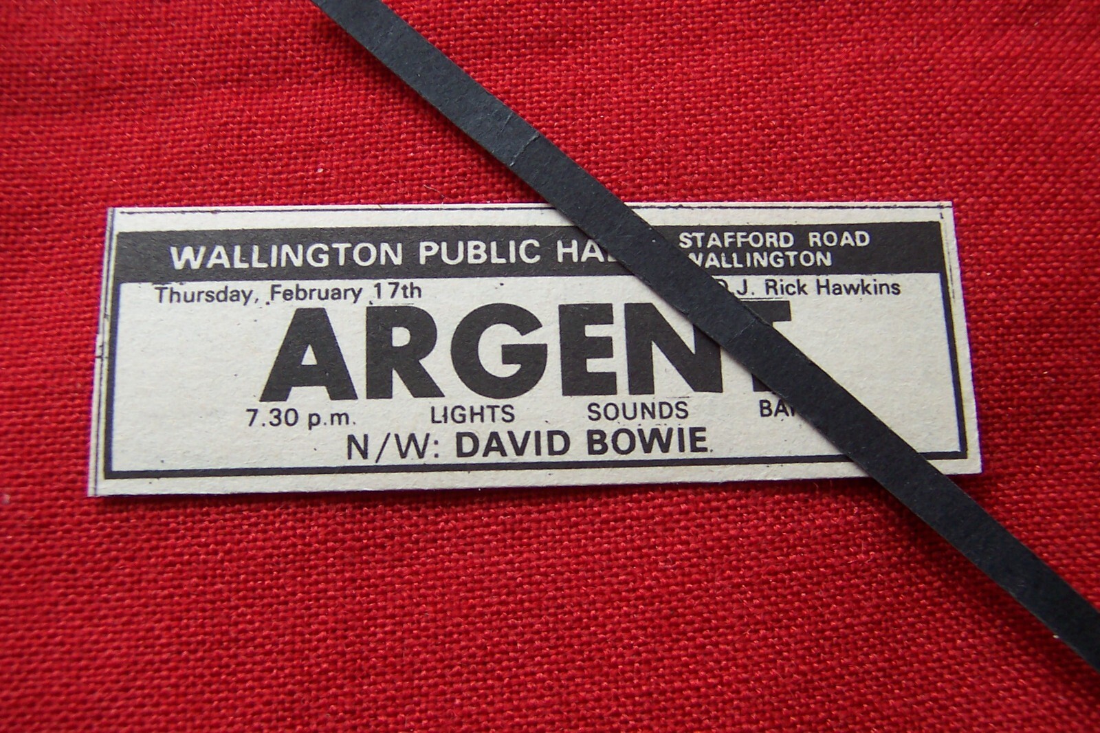 DAVID BOWIE WALLINGTON PUBLIC HALL 1972 ORIGINAL VINTAGE GIG CONCERT ...