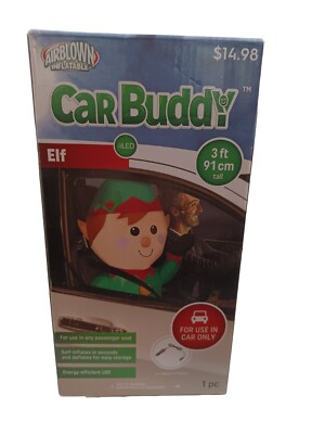 Elf Car Buddy 3ft Energy Efficient LED Christmas Inflatable Gemmy ...