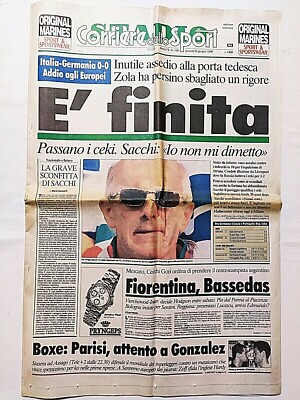 Corriere Dello Sport 20 June 1996 European Italy-Germany 0-0 Zola Sacks ...
