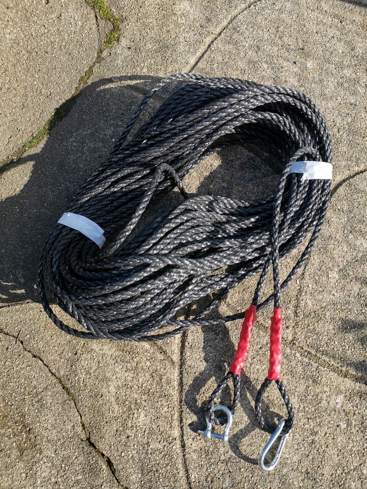 150ft 8mm ANCHOR ROPE BLACK Fishing rib sailing kayak w snap hook & d ...