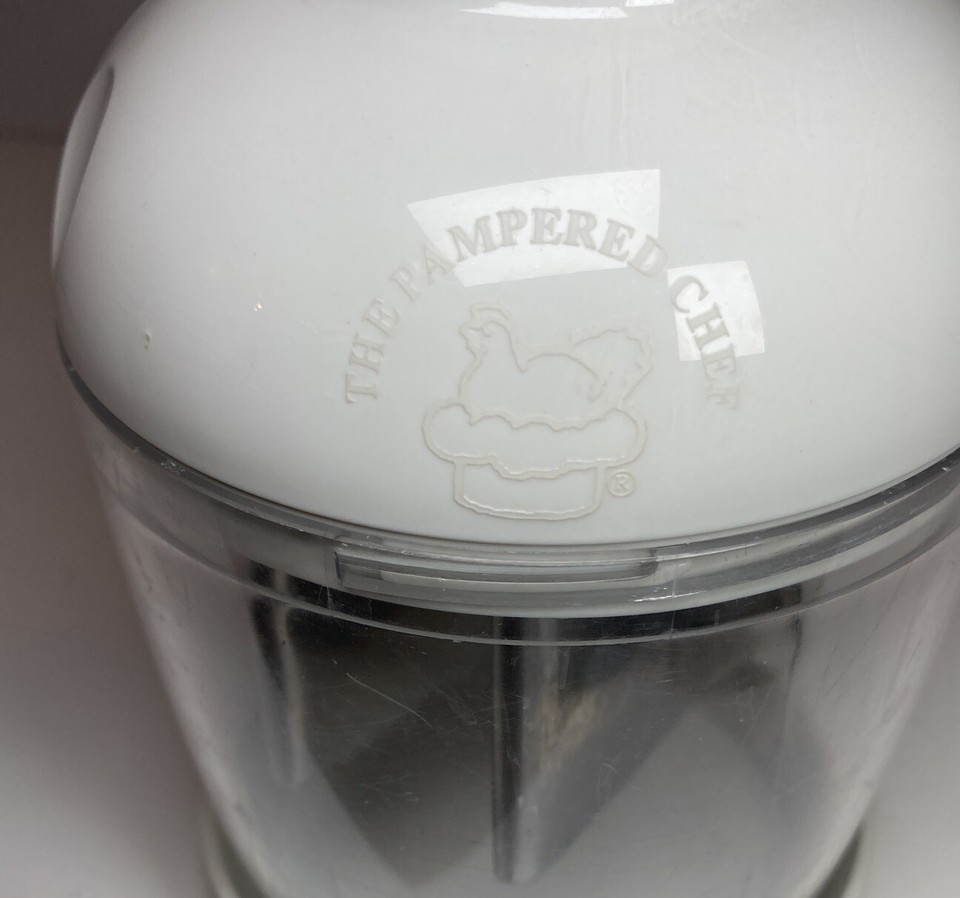 Pampered Chef Food Chopper Stainless Steel Rotating Blades Padded ...