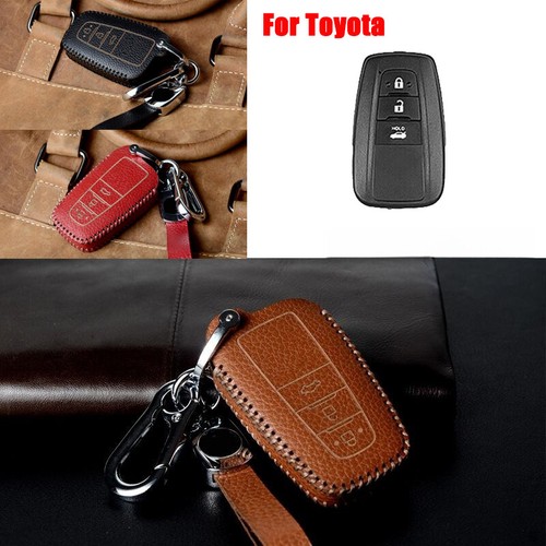 Genuine Leather Car Key Case Cover For Toyota Camry Corolla Prius RAV4 ...