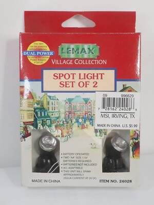 LEMAX Christmas Village Accessory ~ SPOT LIGHTS Set of 2 Battery ...