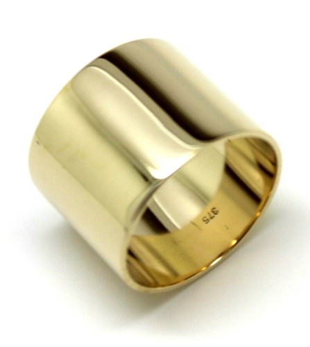 Size R Genuine Solid 9ct 9k Yellow Gold / 375 Full 16mm Extra Wide Band ...