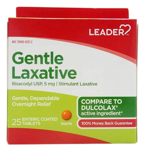 2PK Leader Gentle Laxative 5 mg, 25 Enteric Coated Tablets ...