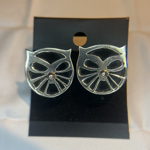 Vintage Sterling Silver Large Black Onyx Cat Stud Earrings 925 Mexico ...