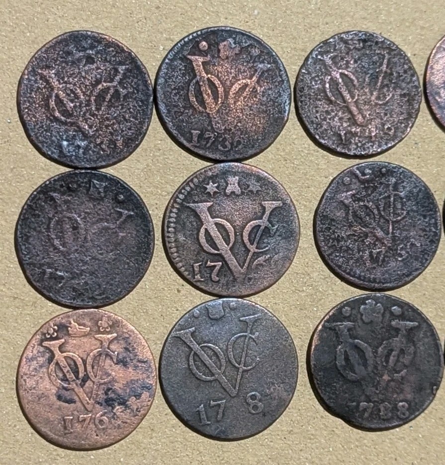 Lots 15 Pcs Dutch VOC 1 Duit 1731 - 1790 New York Penny Copper Coin ...
