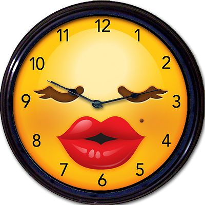 Emoji Emoticon Wall Clock Mood Woman Girl lips Female New 10" | eBay