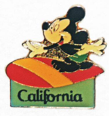 MICKEY MOUSE PIN SPORTS SURFING SURFBOARD CALIFORNIA WAVES RIDING ...
