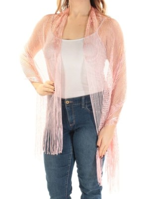 INC Womens Pink Metallic Net Wrap Fringed Fringed Evening Scarf | eBay