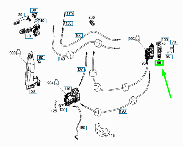 Mercedes-Benz VITO W447 Rear Left Sliding Door Lock A4477300902 Genuine ...