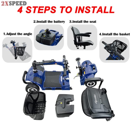 4 Wheel Mobility Scooter Folding Drive Device, Loading Capacity 265 lbs ...