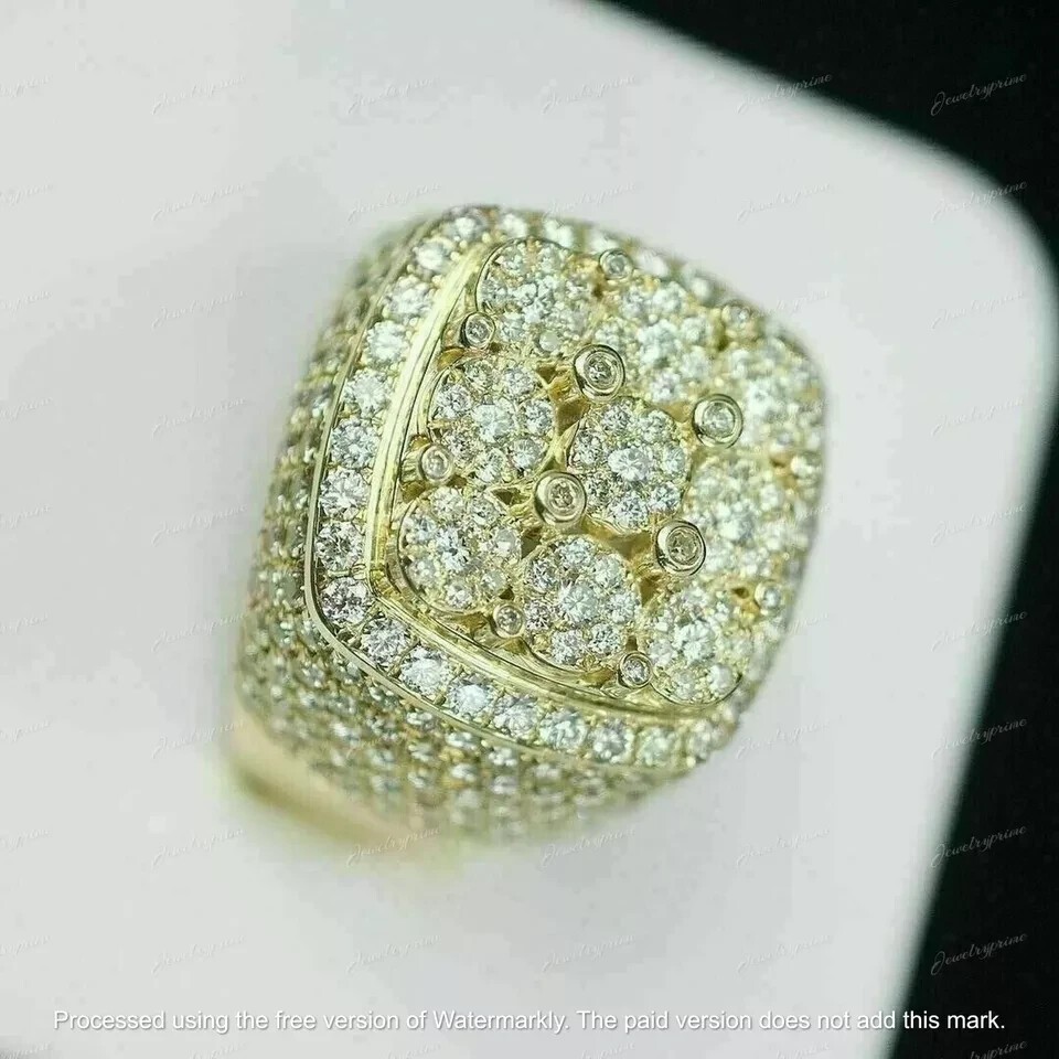 2Ct Round-Cut Lab Created Men's Pinky Band Wedding Ring 14K Yellow Gold ...