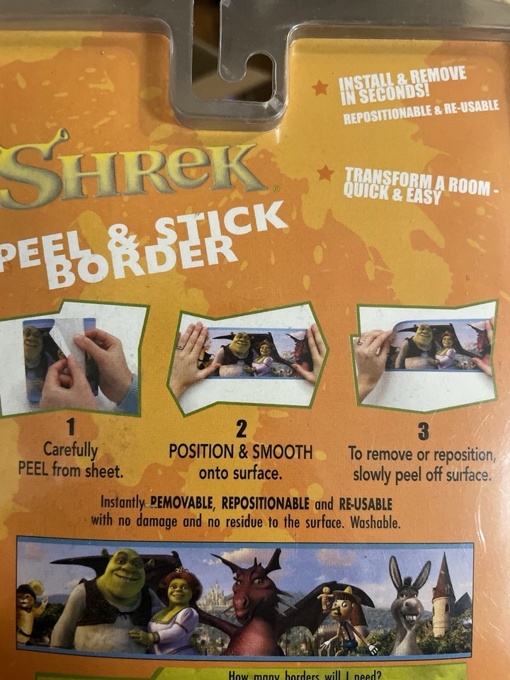 Shrek Peel and Stick Border Stickers for Kids Rooms New In Box | eBay