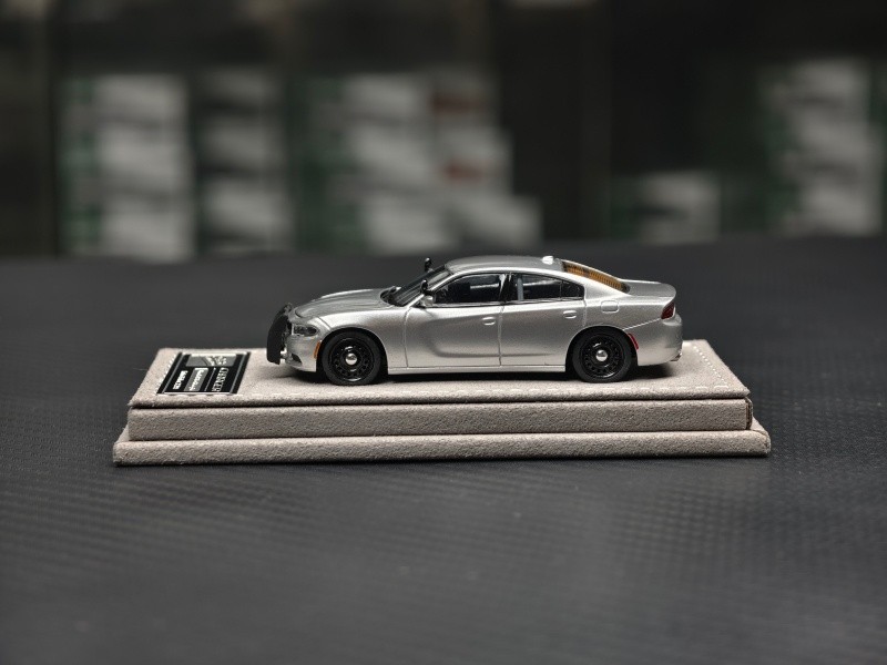 Opening Hood 1:64 Charger Police Interceptor - Silver Diecast Alloy Car ...