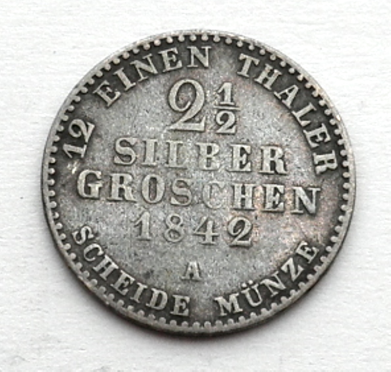 GERMAN STATES, PRUSSIA 2-1/2 SILBER GROSCHEN 1842 A KM#444 Wilhelm IV ...