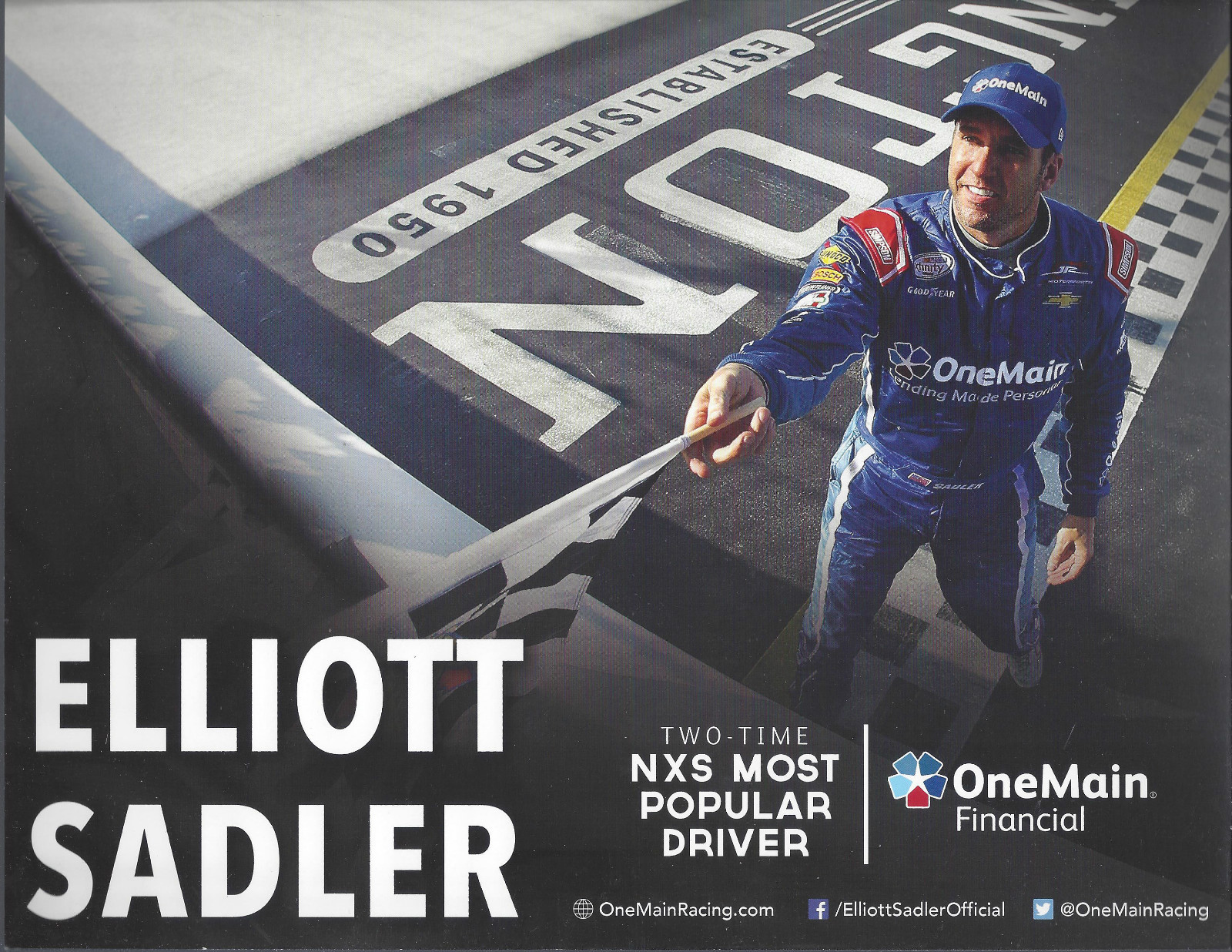 2017 ELLIOTT SADLER "ONE MAIN" #1 NASCAR XFINITY SERIES POSTCARD | eBay