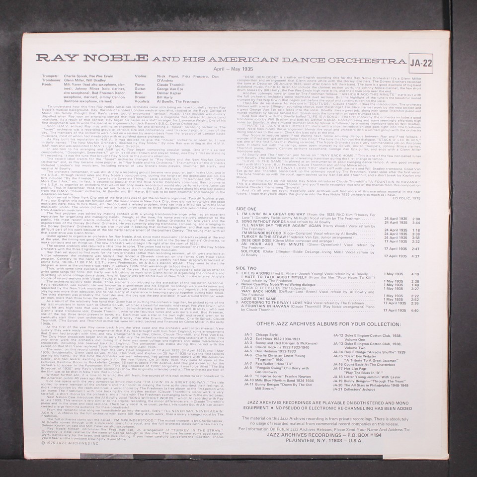 RAY NOBLE: ray noble broadcasting with his american dance band - "live ...